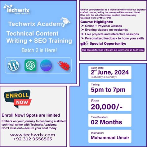 Arslan Ahmad On Linkedin 🔔🔊🔊 Dont Miss Out On This Exciting Opportunity Enroll In Techwrix