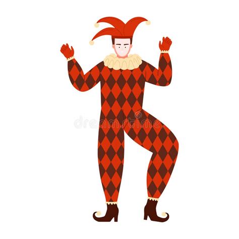 A Colorful Jester In A Traditional Costume Taking An Expressive Dance