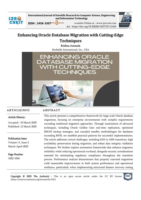 Pdf Enhancing Oracle Database Migration With Cutting Edge Techniques