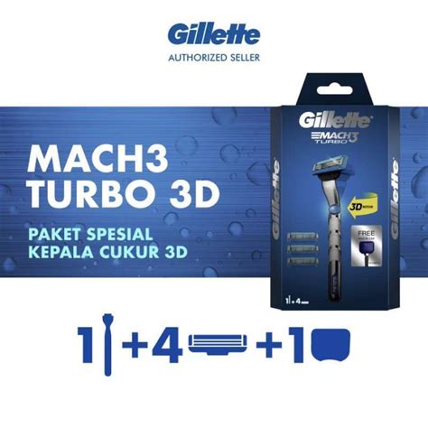 Jual Gillette Mach3 Pencukur Turbo 3d Pisau Cukur Refill Isi 4 Free