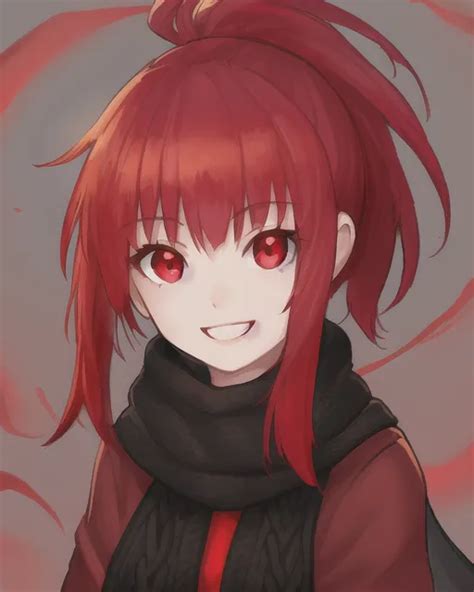 Red Anime Girl With Ponytail