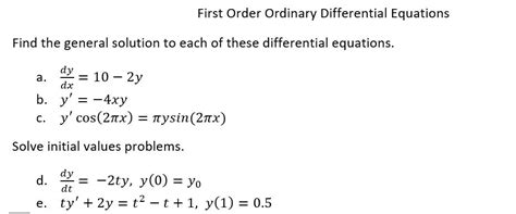 solved first order ordinary differential equations find the