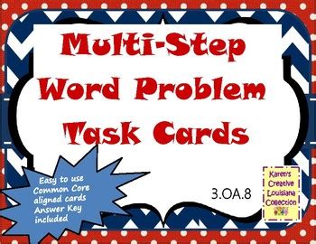 Multi Step Word Problem Task Cards By Growing Giggles TpT