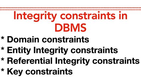 Integrity Constraints In Dbms Youtube