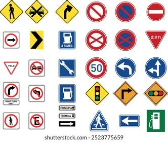 Road Signs Different Types Stock Vector Royalty Free 2523775659 Shutterstock