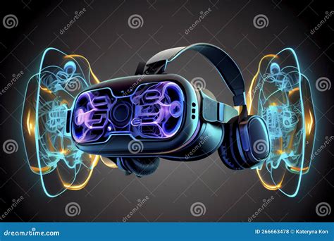 Virtual Reality Conceptual Background A Headset Fitted With Sensors Ai Illustration Stock