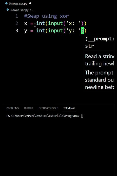 python program to swap two variables using xor python code tutorial