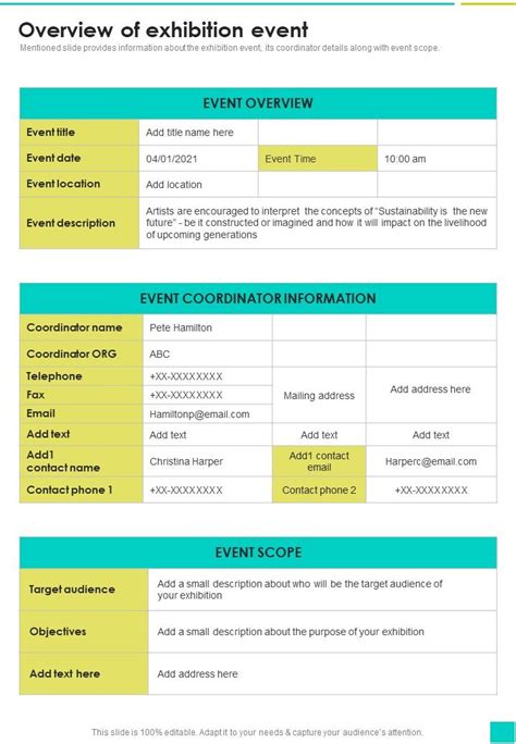 Overview Of Exhibition Event One Pager Sample Example Document Ppt Presentation