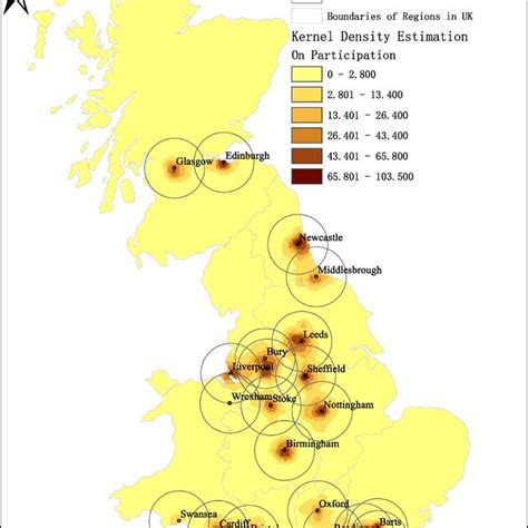 Kernel Density Estimation Of Participation Density With Buffers Drawn Download Scientific