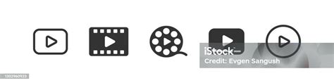 비디오 미디어 플레이 아이콘 세트 멀티미디어 영화 시작 푸시 버튼 플레이어 앱 기호 컬렉션 개념 흰색 배경에 삽화 개념에 대한 스톡 벡터 아트 및 기타 이미지 Istock