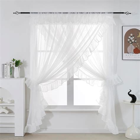 Seibeh Tex Shabby Chic Double Layer Sheer Ruffled Priscilla