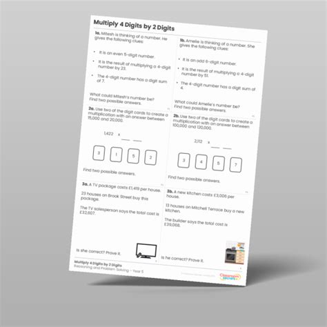 Year 5 Multiply 4 Digits By 2 Digits Reasoning And Problem Solving