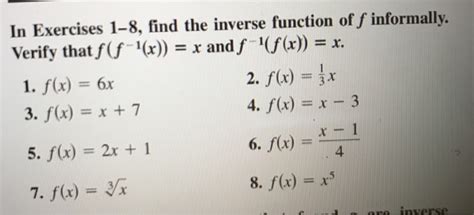 solved in exercises 1 8 find the inverse function of f