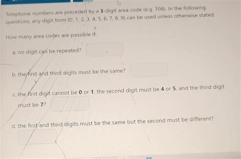 Solved Telephone Numbers Are Preceded By A 3 Digit Area
