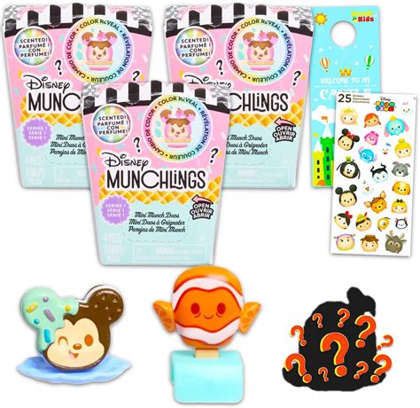 Disney Mini Munchlings Mystery Figure Set Bundle With 3