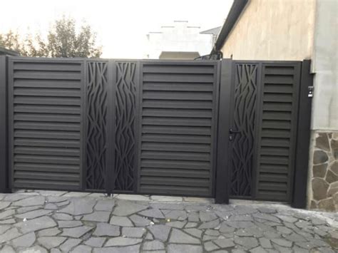 Ворота и калитка Жалюзи Эксклюзив со вставками из лазерной резки ...