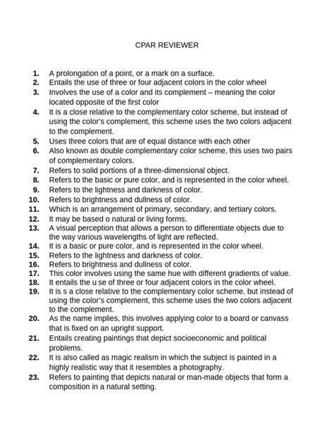 Cpar Reviewer Pdf Color Social Science