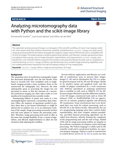 Pdf Analyzing Microtomography Data With Python And The Scikit Image