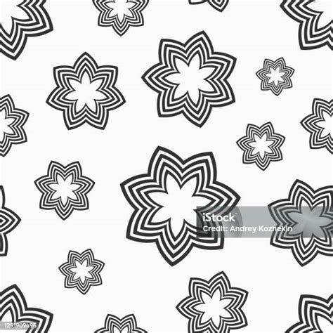 추상적인 플로럴 원활한 패턴 흰색 배경에 고립 된 꽃 기하학적 모양의 텍스처 0명에 대한 스톡 벡터 아트 및 기타 이미지 0명 검은색 기하 도형 Istock