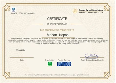 Completed Energy Literacy Training Mohan Kapse Posted On The Topic Linkedin