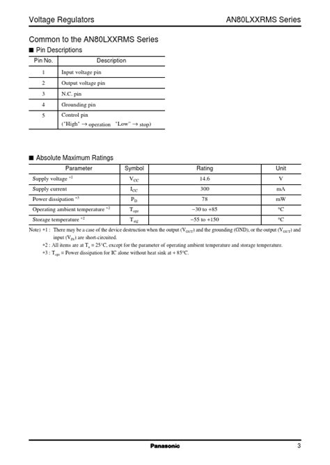 An80l28rms Low Drop Type Positive Output Voltage Regulator Panasonic Semiconductor