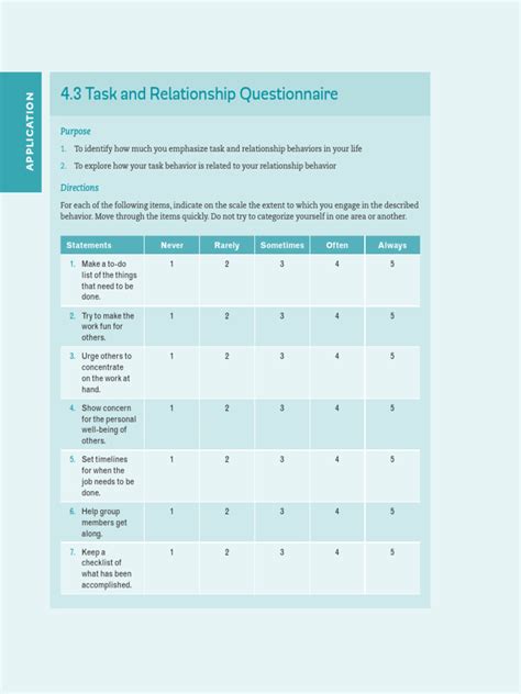 4 3 Task And Relationship Questionnaire Pdf Leadership Organizational Behavior