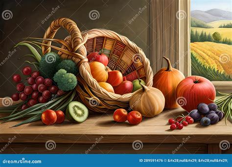 Cornucopia Overflowing With Lush Fruits Stock Illustration Illustration Of Natural Goods