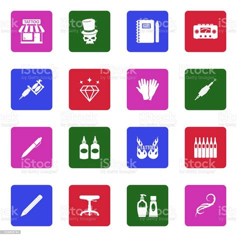 문신 아이콘입니다 광장에서 백색 평면 디자인입니다 벡터 일러스트입니다 Tattoo Machine에 대한 스톡 벡터 아트 및 기타 이미지 Tattoo Machine 개념