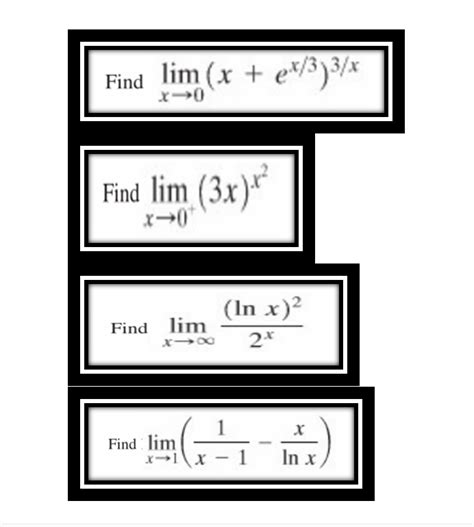 Solved Begin Tabular L Limx→0xex33x Hline Solved Begin Tabular L Limx→0xex33x Hline