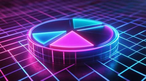 A Futuristic 3d Pie Chart With Neon Colors Hovering Over A Grid Surface