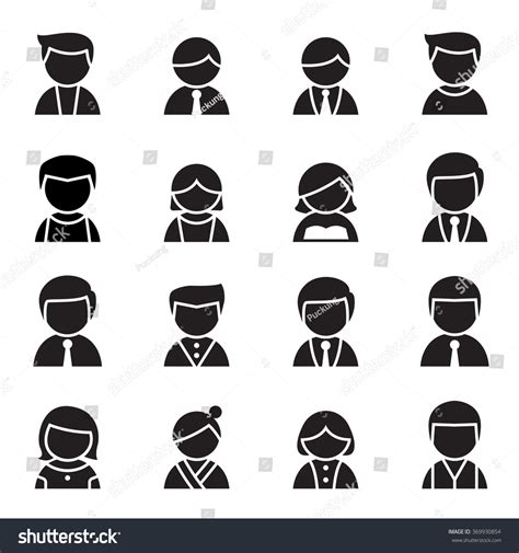 Silhouette User Man Woman Icon Set Stock Vector Royalty Free