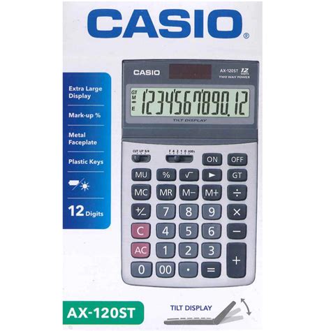 Casio AX 120ST Desk Type Calculator For Home Work 12 Digits 2 Way Power 100 ORIGINAL Shopee