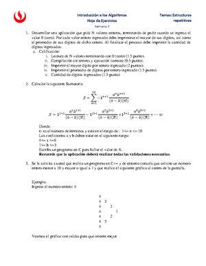 Hoja de Ejercicios semana 1 Introducción a los Algoritmos Hoja de