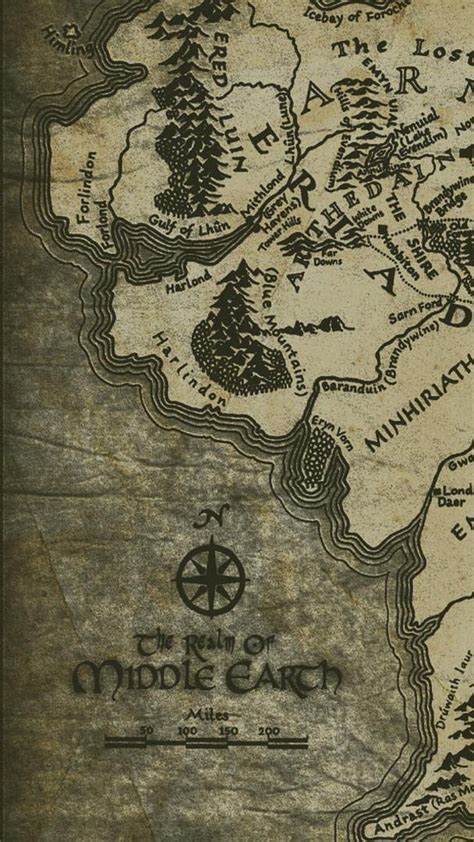 지도 반지의 제왕 중간계 John Ronald Reuel Tolkien Of Middle Earth For