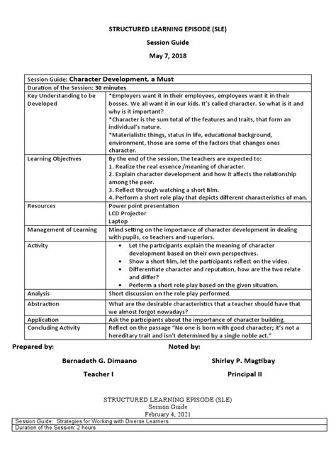 Understanding Structured Learning Episodes Pdf Learning Teachers