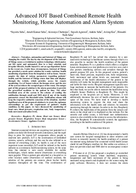 Pdf Advanced Iot Based Combined Remote Health Monitoring Home Automation And Alarm System