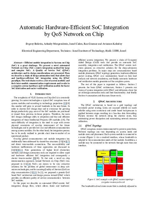 Pdf Automatic Hardware Efficient Soc Integration By Qos Network On Chip