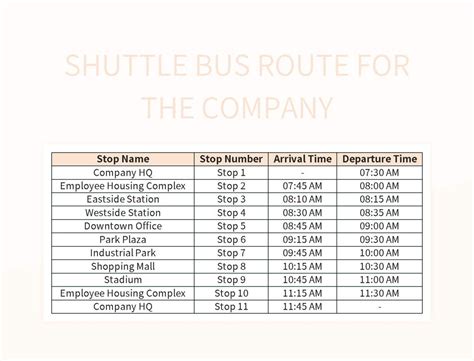 Free Bus Route Templates For Google Sheets And Microsoft Excel Slidesdocs