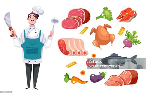 요리사 주방 재료 요리사는 음식 요리 개념을 준비합니다 벡터 그래픽 디자인 그림 가정용 장비에 대한 스톡 벡터 아트 및 기타 이미지 가정용 장비 개체 그룹 건강한