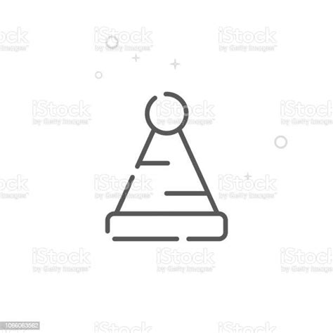 산타 모자 벡터 라인 아이콘 기호 그림 서명 밝은 추상 기하학적 배경 편집 가능한 스트로크 개성 개념에 대한 스톡 벡터 아트 및