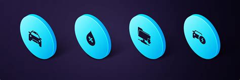 아이소 메트릭 전기 자동차 Ftp 폴더 다운로드 물방울 비율 및 경찰 및 점멸 아이콘을 설정합니다 벡터 3차원 형태에 대한 스톡 벡터 아트 및 기타 이미지 Istock