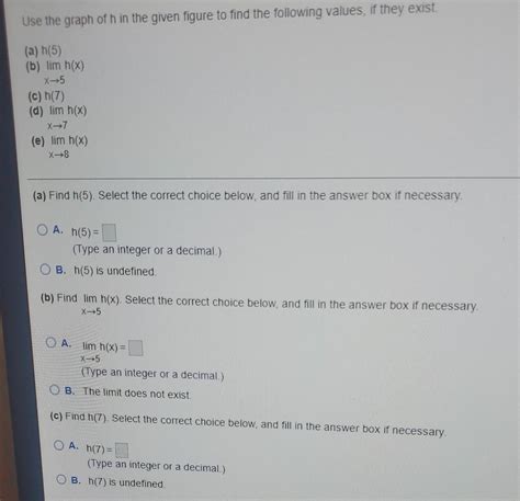 Solved Use The Graph Of H In The Given Figure To Find The