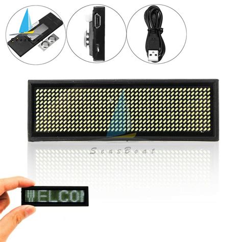 Rechargeable Digital LED Badge DIY Programmable Sc Grandado
