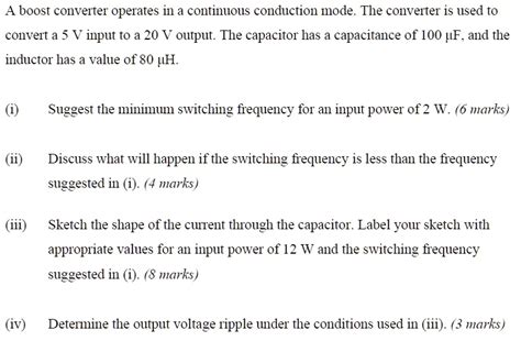solved a boost converter operates in a continuous conduction mode the