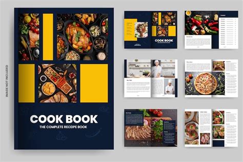 요리 책 브로셔 레이아웃 디자인 및 레시피 북 매거진 템플릿 프리미엄 벡터