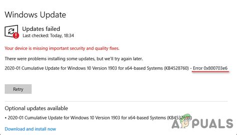 How To Fix Windows Update Error Code 0x800703E6 Appuals