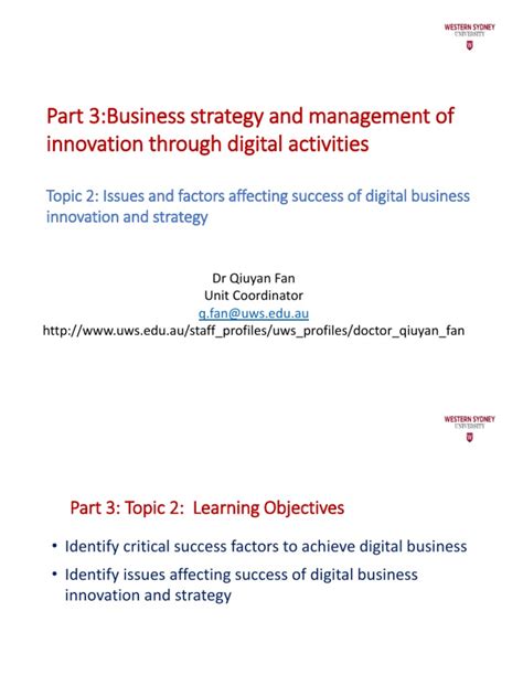 Week 8 Issues And Factors Affecting The Success Of Digital Business Strategy Pdf