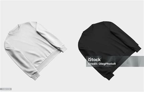 배경에 고립 된 흰색 검은 색 스웨트 셔츠 모의 빈 질감 풀오버의 프리젠 테이션 0명에 대한 스톡 사진 및 기타 이미지 0명 개념 개체 그룹 Istock