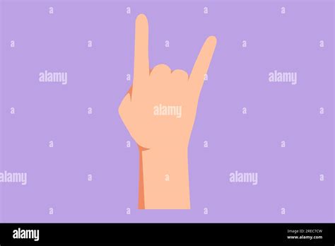 Graphic Flat Design Drawing Rock On Gesture Symbol Heavy Metal Hand Gesture Nonverbal Signs Or