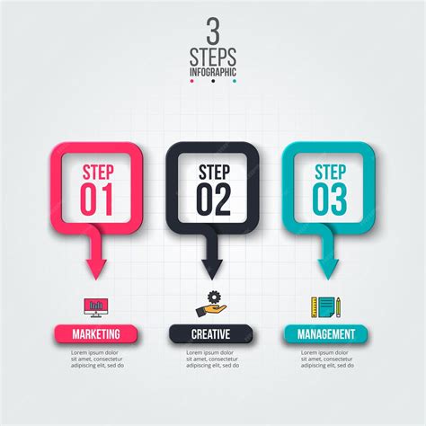 Premium Vector Square Diagrams With Arrows Three Steps Options Parts Or Processes For